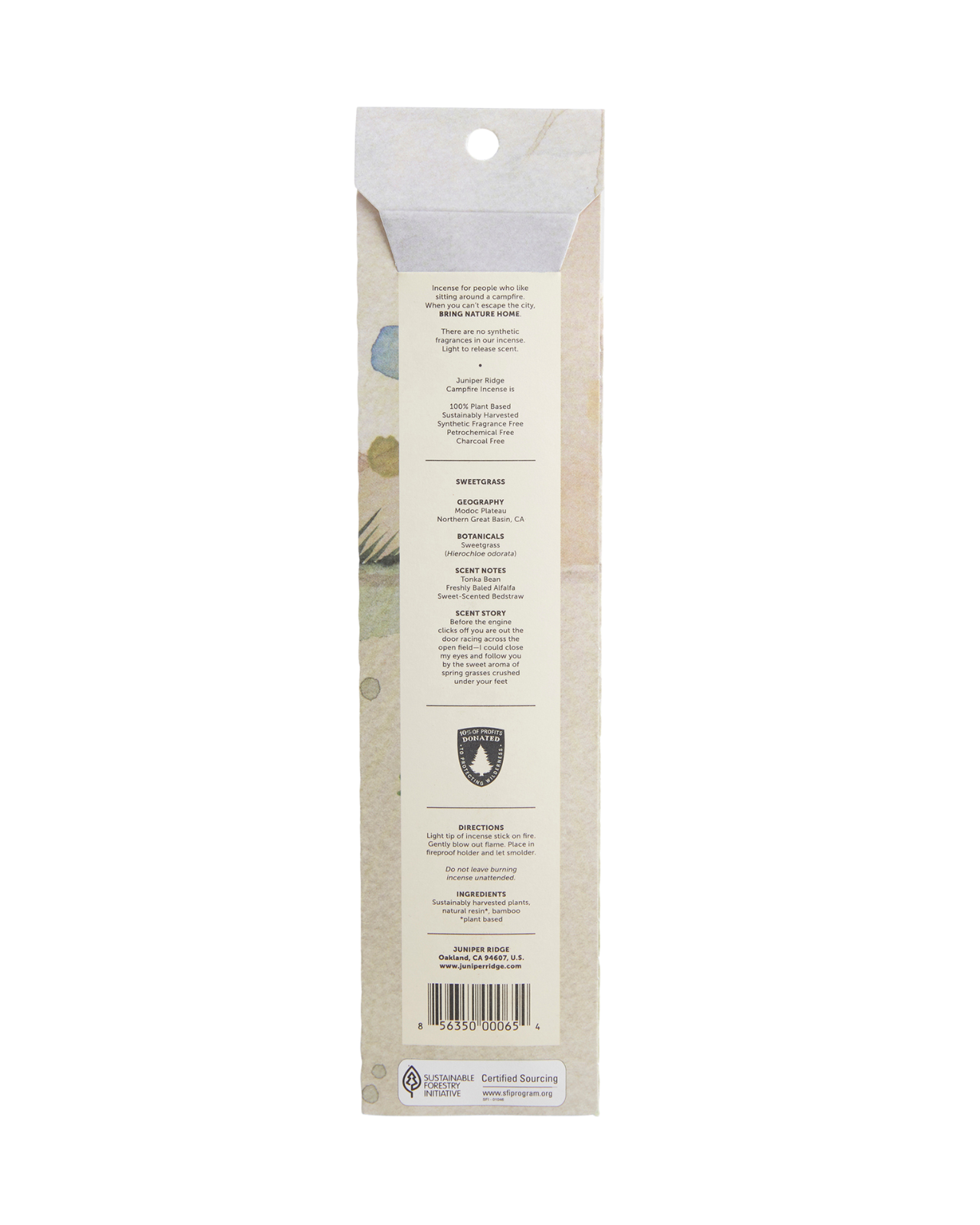 Sweetgrass Campfire Incense (20 Sticks) – Juniper Ridge
